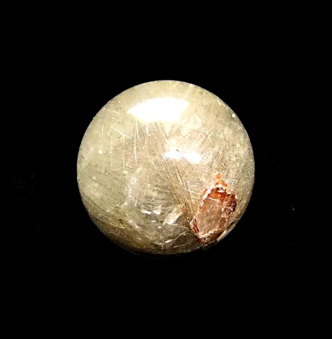 QUARTZ SPHERE FEATURING SILVER RUTILE INCLUSIONS. SP12361POL