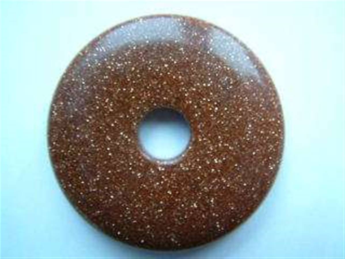 LARGE COPPER GOLDSTONE GEMSTONE DONUTS/ PI STONES. DO42CGS