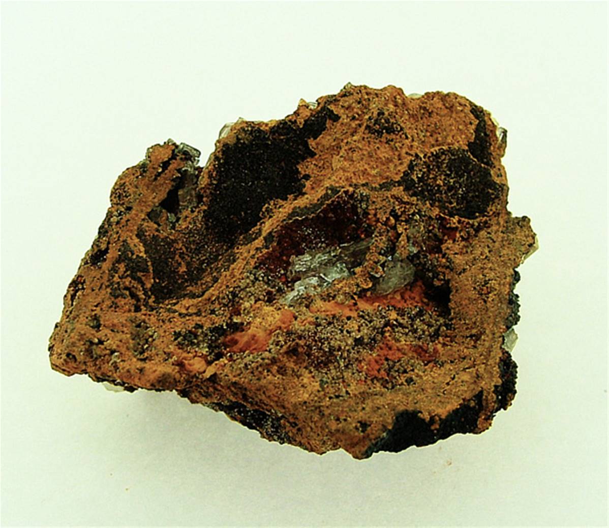 HEMIMORPHITE WITH GOETITE ON LIMONITE MATRIX SPECIMEN. SP7334