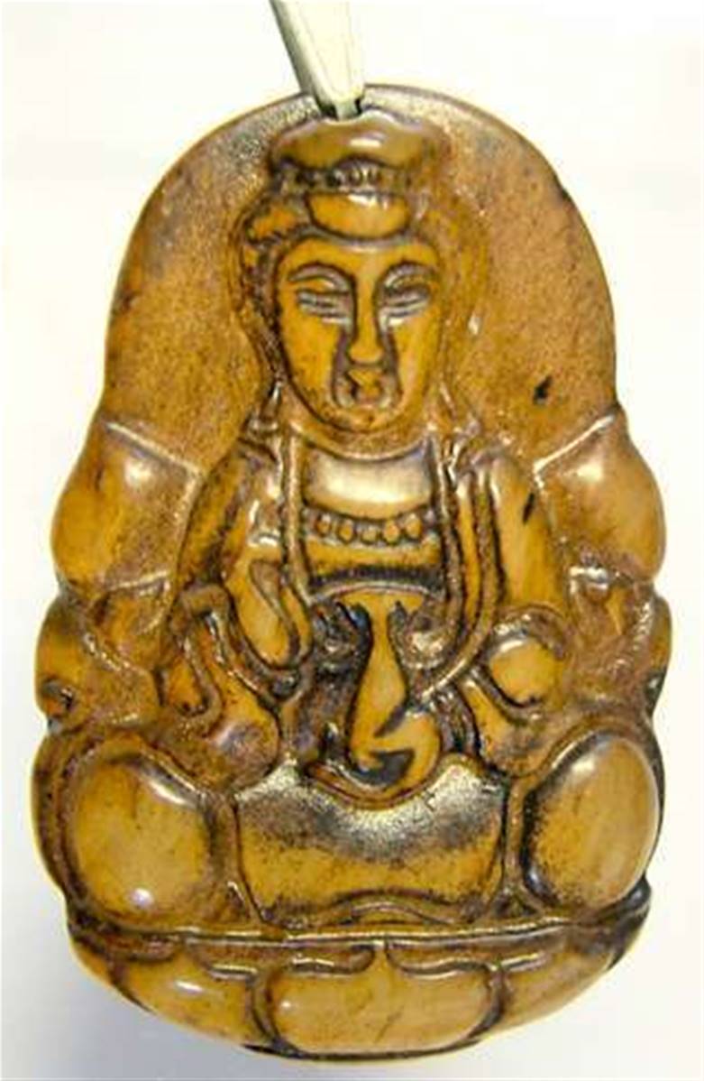 BURNT JADE CARVED BUDDA PENDANT. SP1200PEND