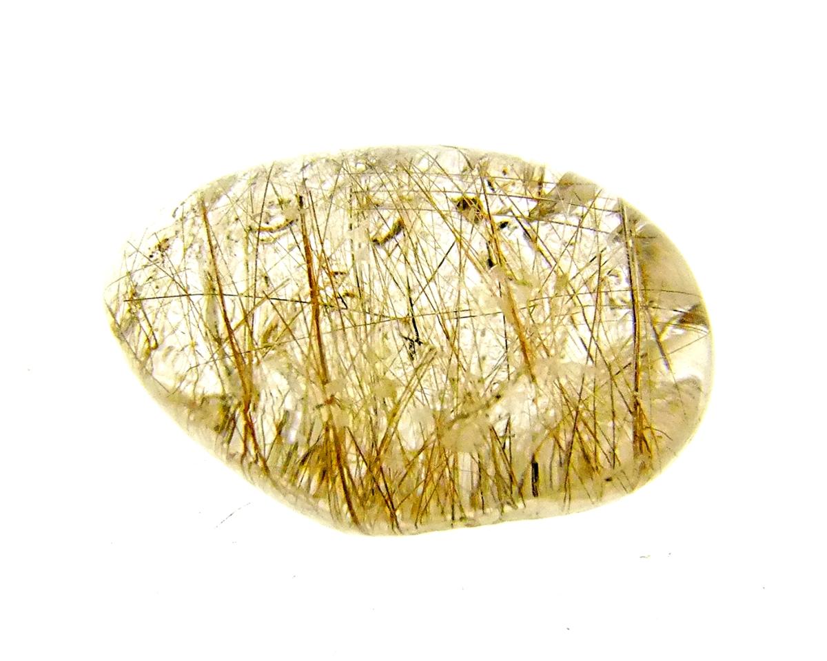 QUARTZ DOME POLISHED PEBBLE SPECIMEN FEATURING GOLDEN RUTILE INCLUSIONS ...