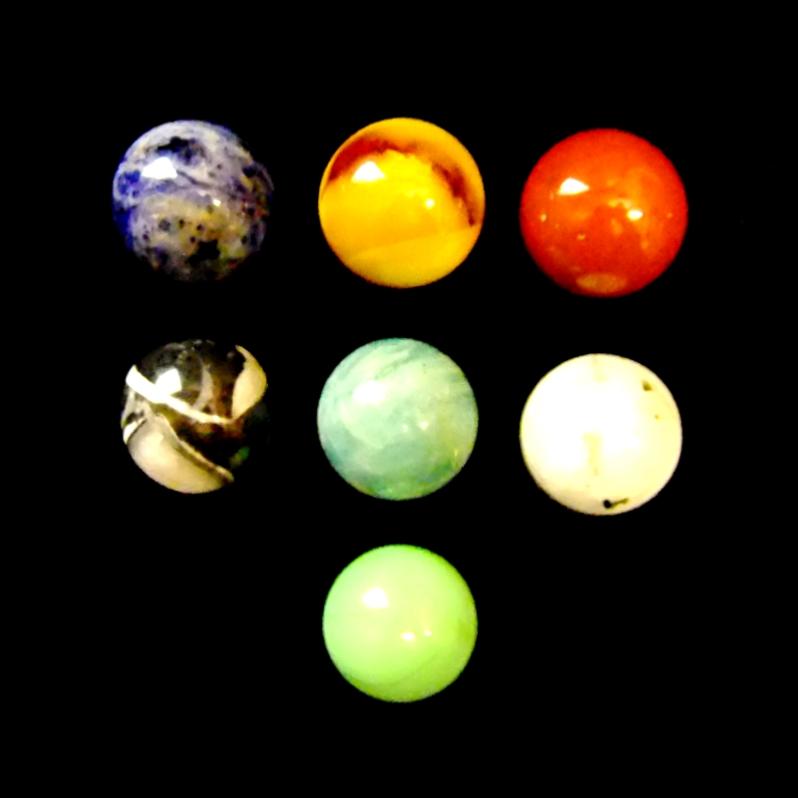 SET OF 7 MINI GEMSTONE SPHERES. SP14023POL