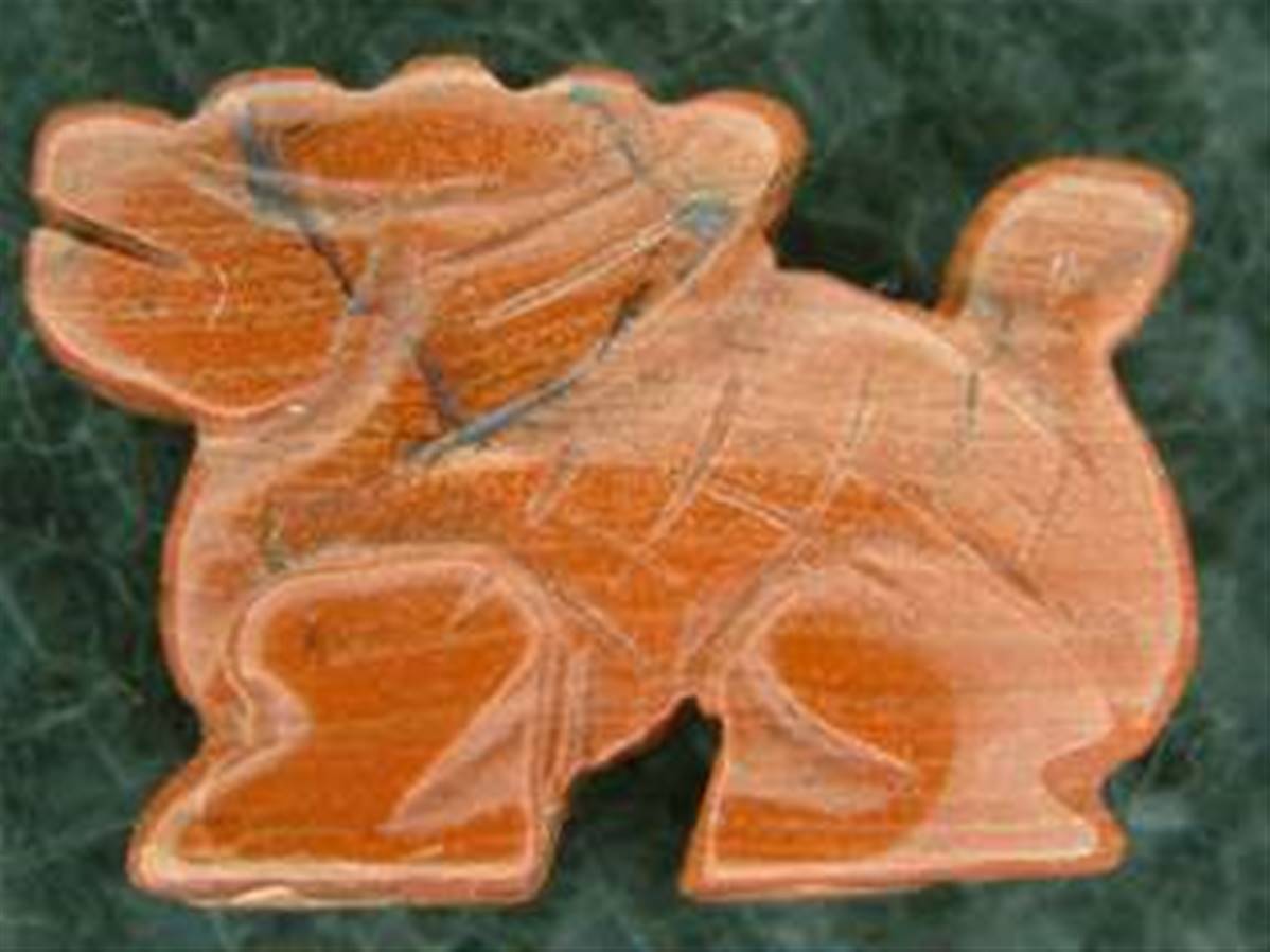 RED JASPER LION CARVING. 17MM TALL X 24MM LONG APROX. 6g. SPR1061POL